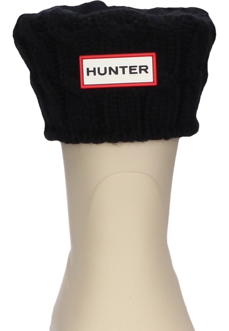 Hunter 6 Stitch Cable Short Boot Sock Schwarz