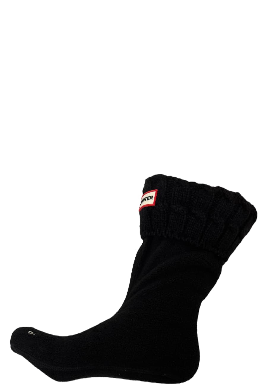 Hunter 6 Stitch Cable Short Boot Sock Black