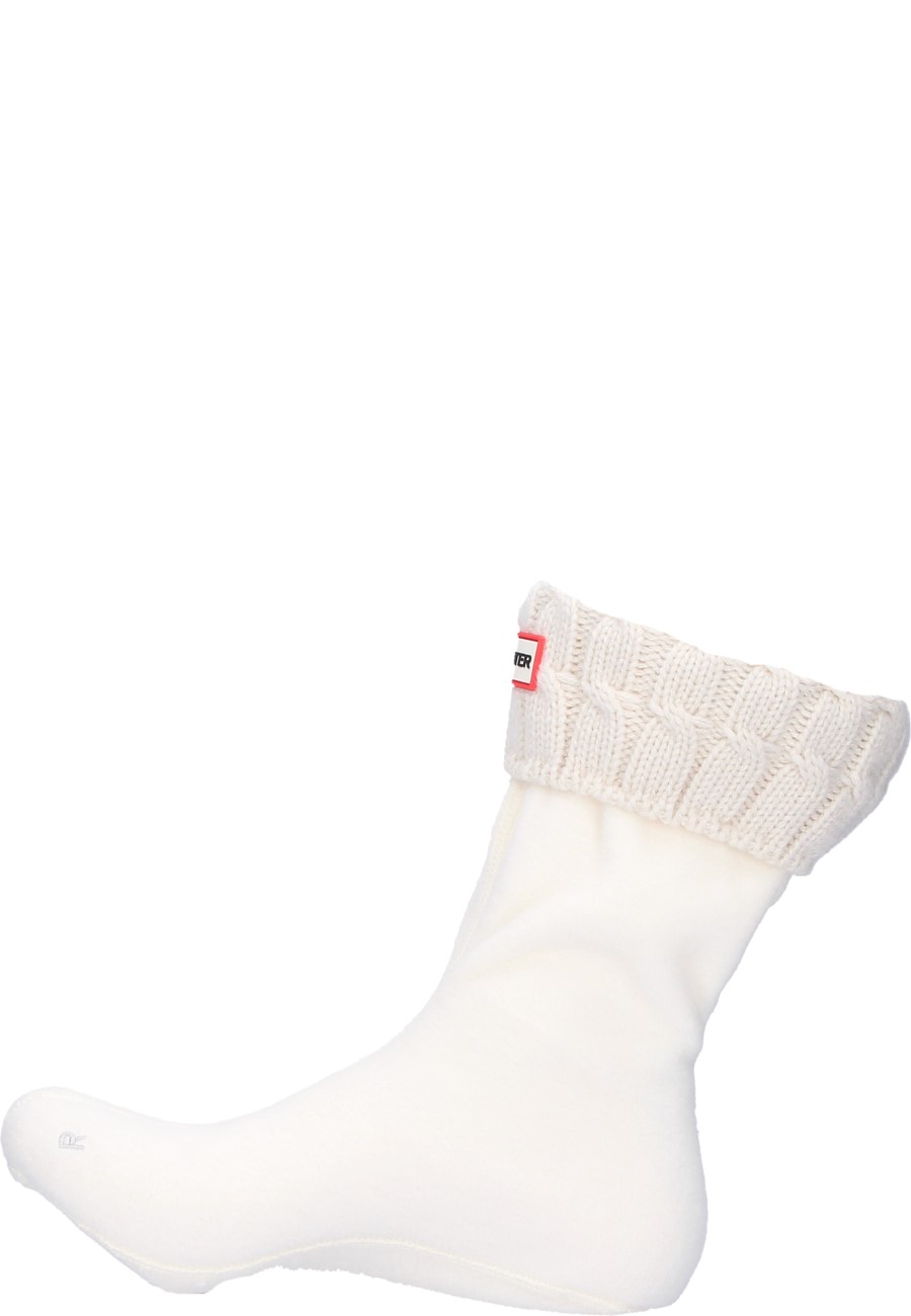 Hunter 6 Stitch Cable Short Boot Sock White