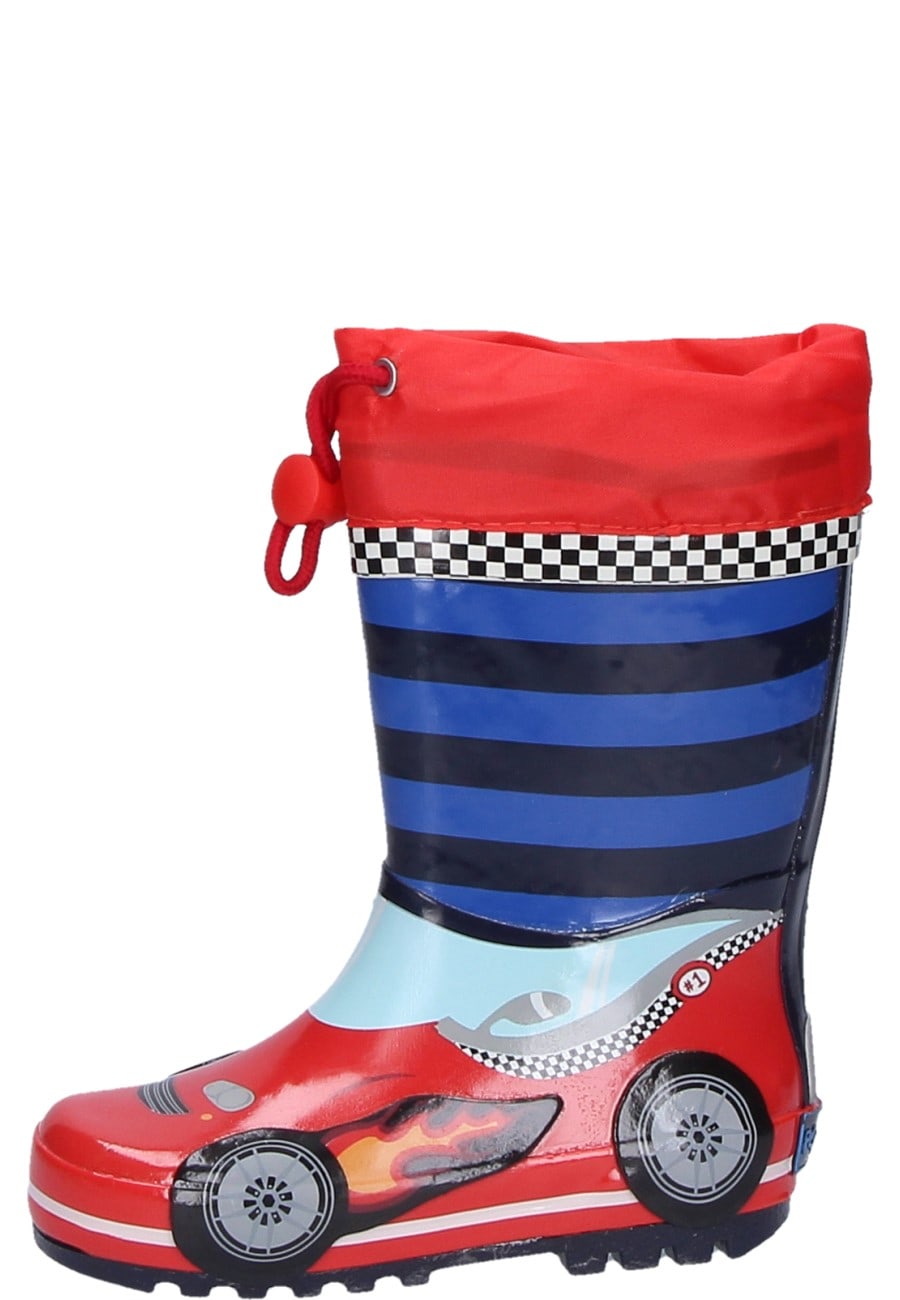 Coole Regengummistiefel RENNAUTO blau/rot für Kinder von Playshoes