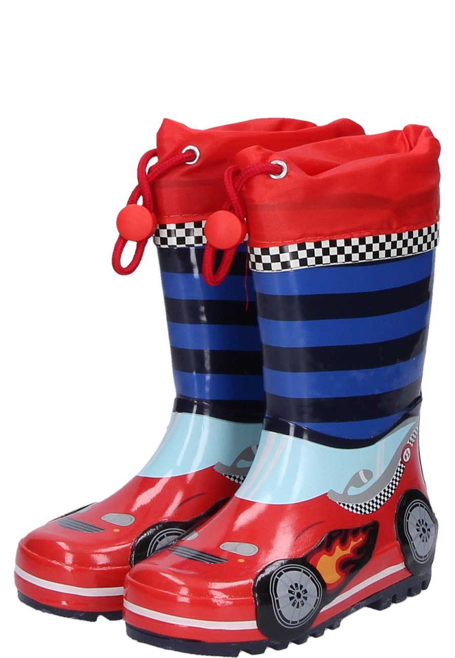 Coole Regengummistiefel RENNAUTO blau/rot für Kinder von Playshoes